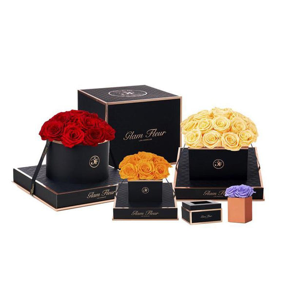 Preserved Roses In A Black Luxury Box - Glam Fleur