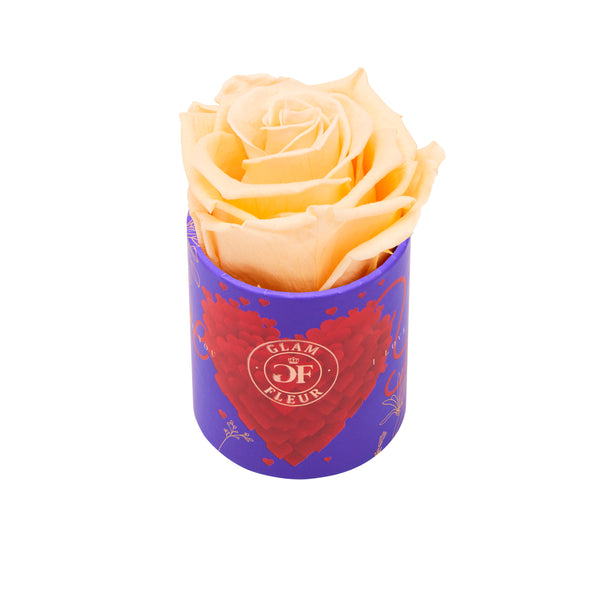 Peach Long Lasting Rose in Amore Uno Box - Glam Fleur®