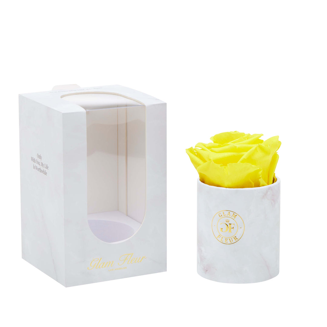 Yellow Forever Roses - Preserved Roses in a Box - Glam Fleur