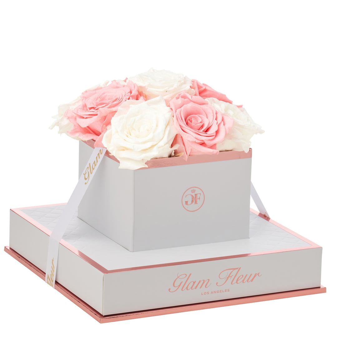 Blanche Chic Ivory & Light Pink Preserved Rose - Glam Fleur