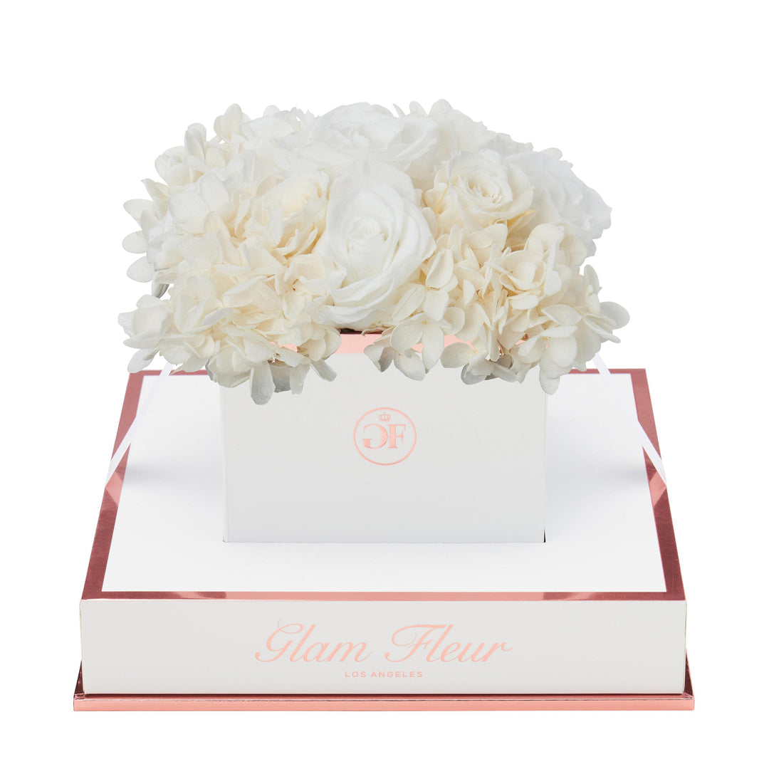 Blanche Chic White Fusion Preserved Roses - Glam Fleur