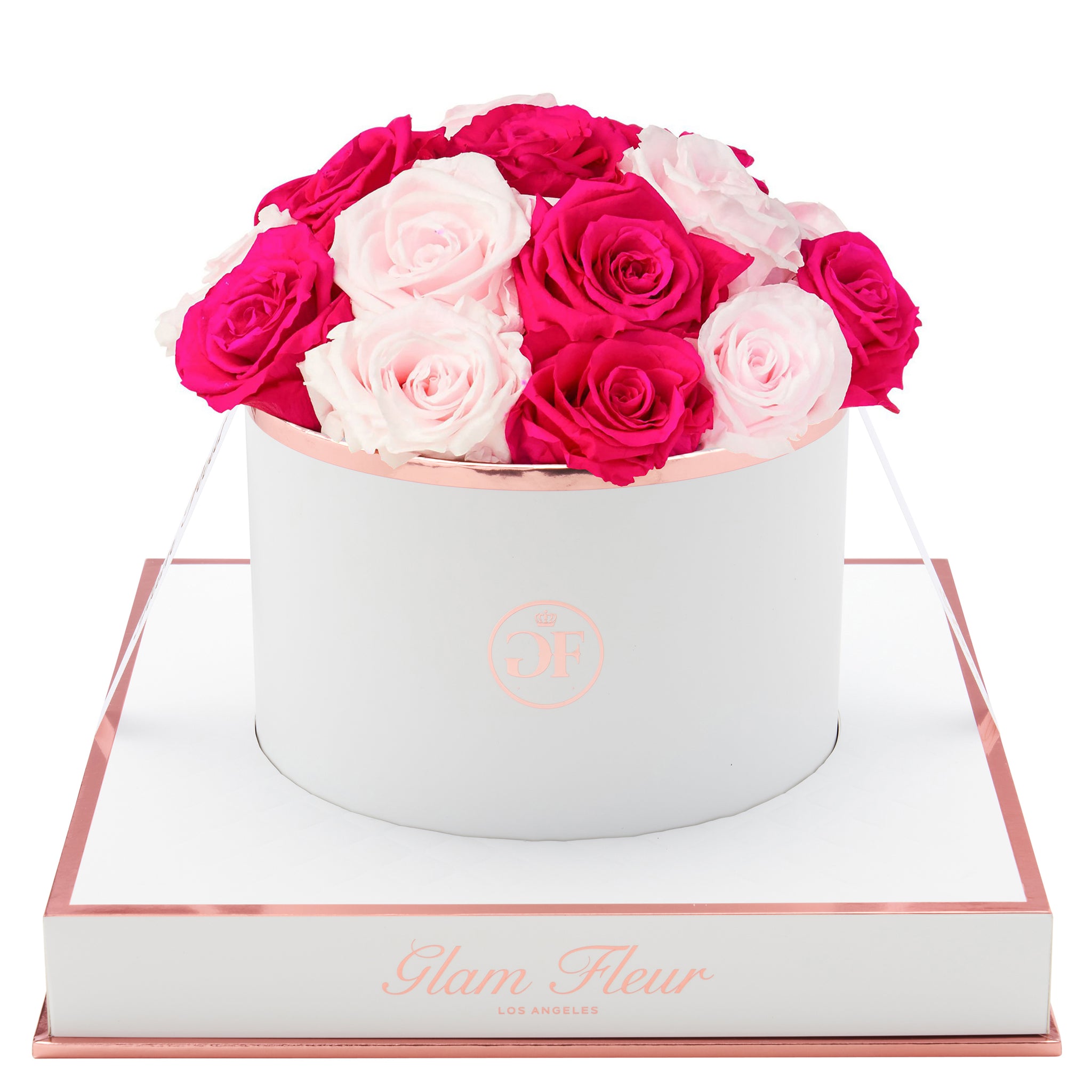 Baby Pink & Fuchsia Blanche Round Rose - Glam Fleur