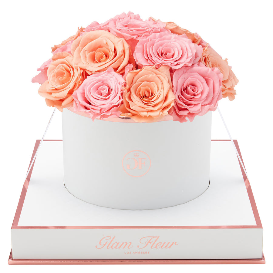 Light Pink and Peach Luxury Rose Arrangement | Glam Fleur