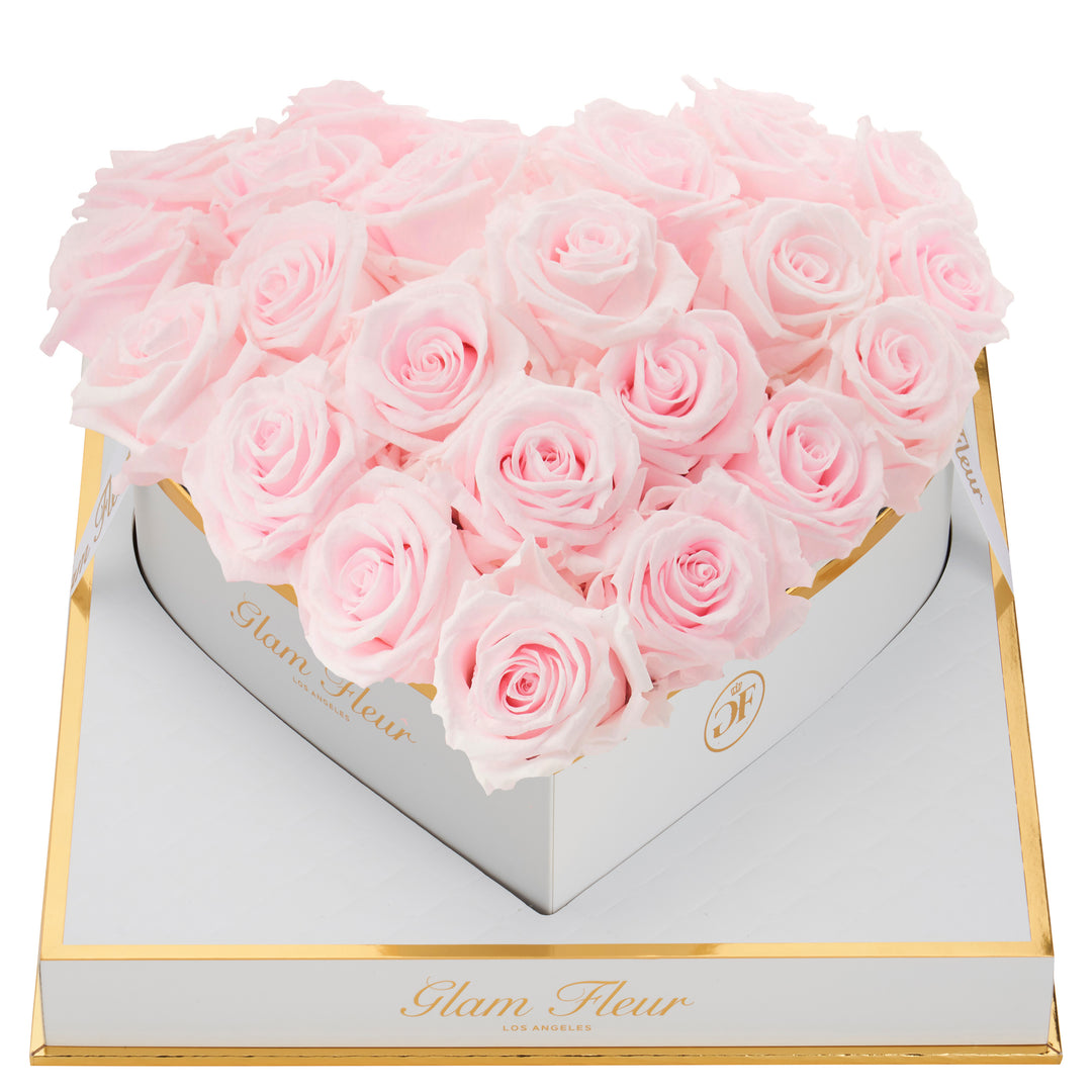 Baby Pink Blanche Heart Preserved Rose - Glam Fleur