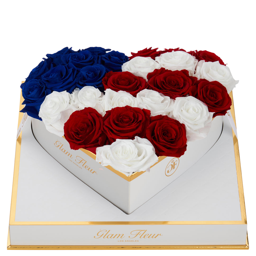 Blanche Heart Flag Preserved Roses - Glam Fleur