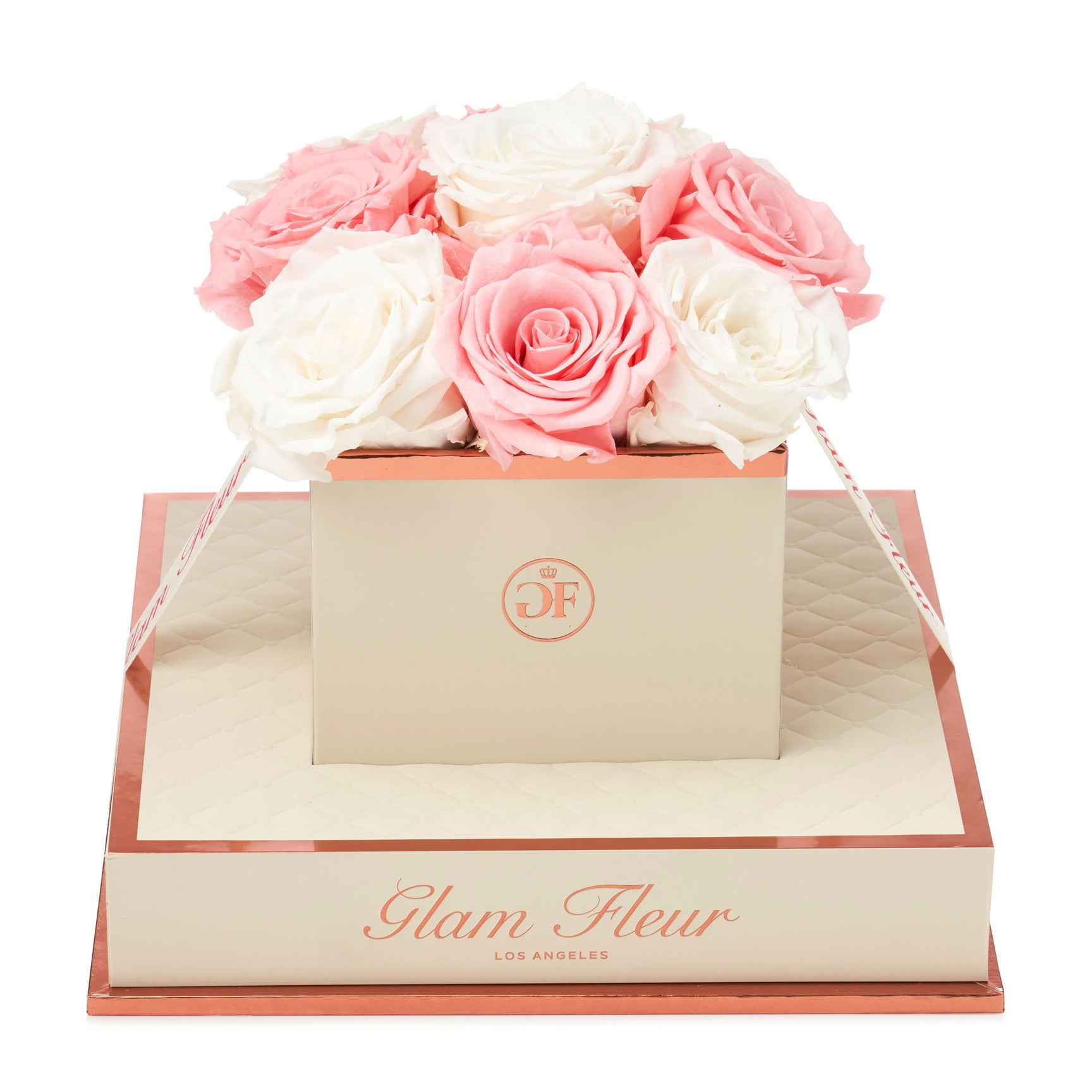 Long Lasting Light Pink and Ivory Rose Arrangement | Glam Fleur®