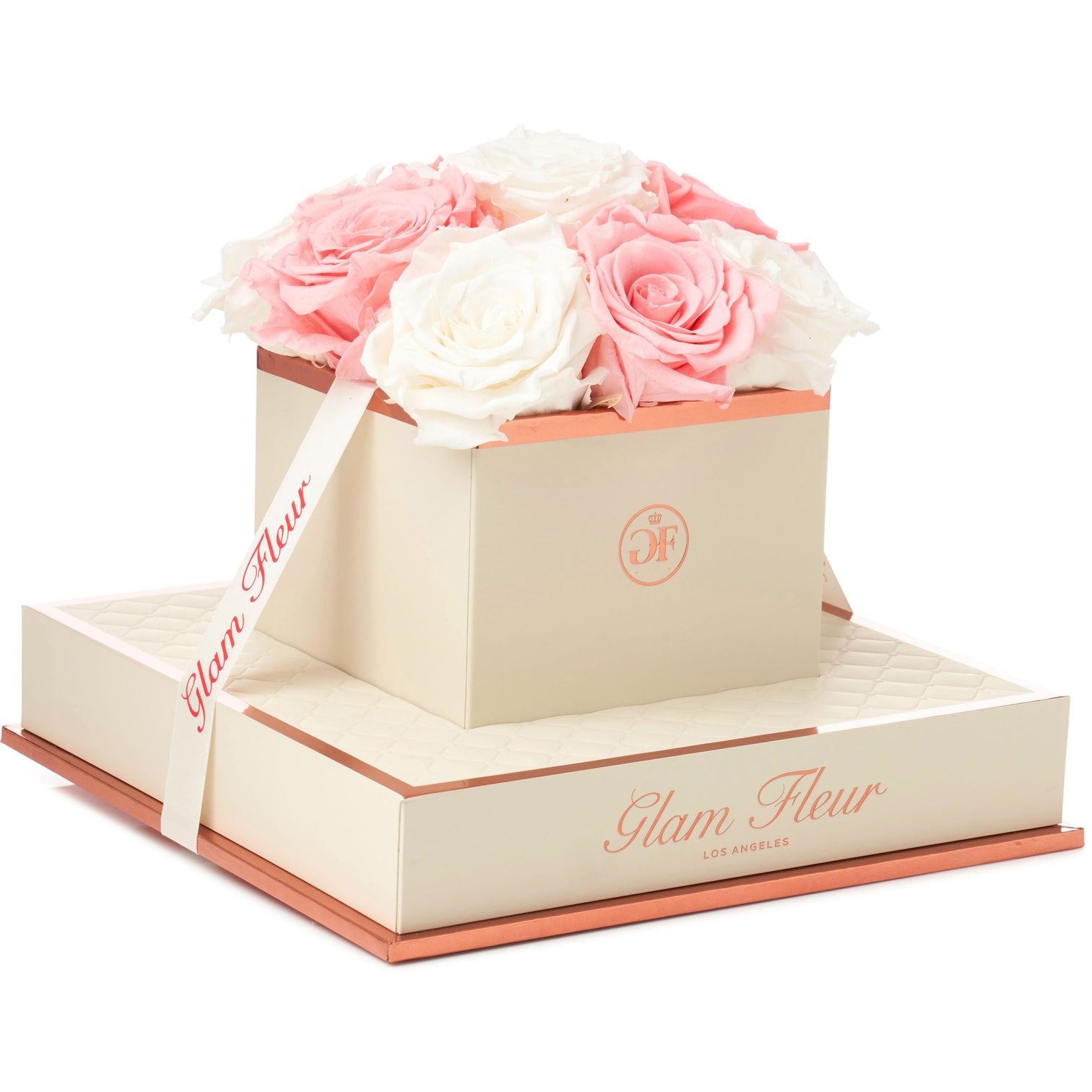 Long Lasting Light Pink and Ivory Rose Arrangement | Glam Fleur®