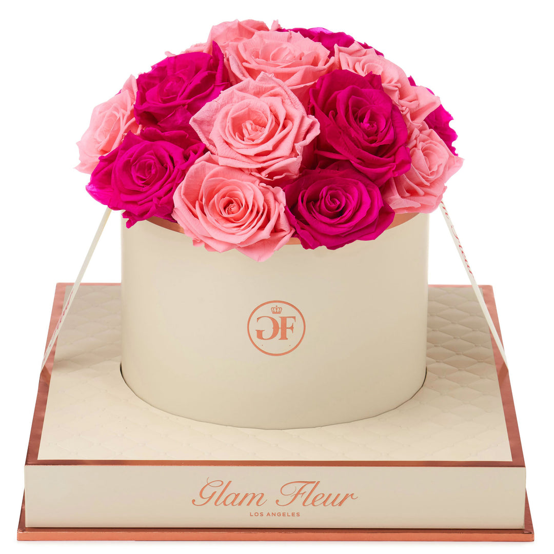 Fuchsia and Light Pink Preserved Rose Bouquet | Glam Fleur®