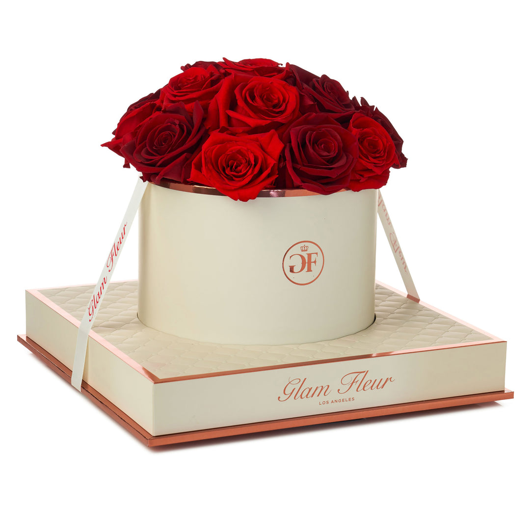 Montagé Round Light Red & Red Preserved Rose - Glam Fleur