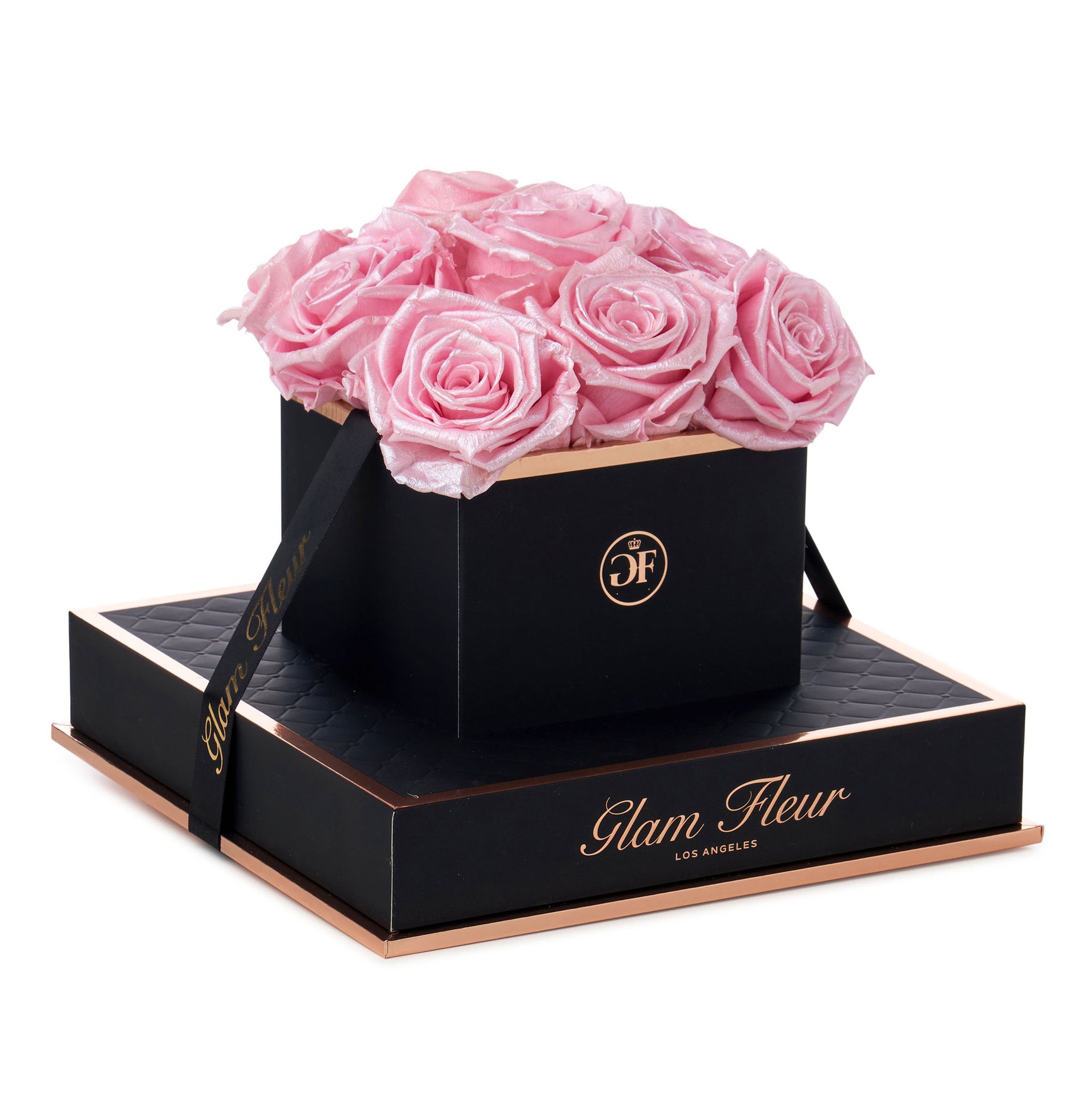 Glow Pink Roses That Last 1 Year in Black Box | Glam Fleur®