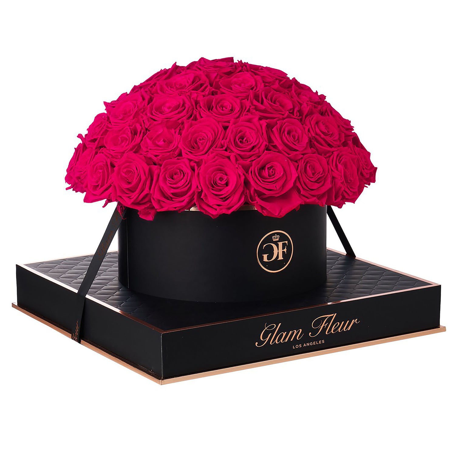 Grande Round Fuchsia Preserved Rose - Glam Fleur
