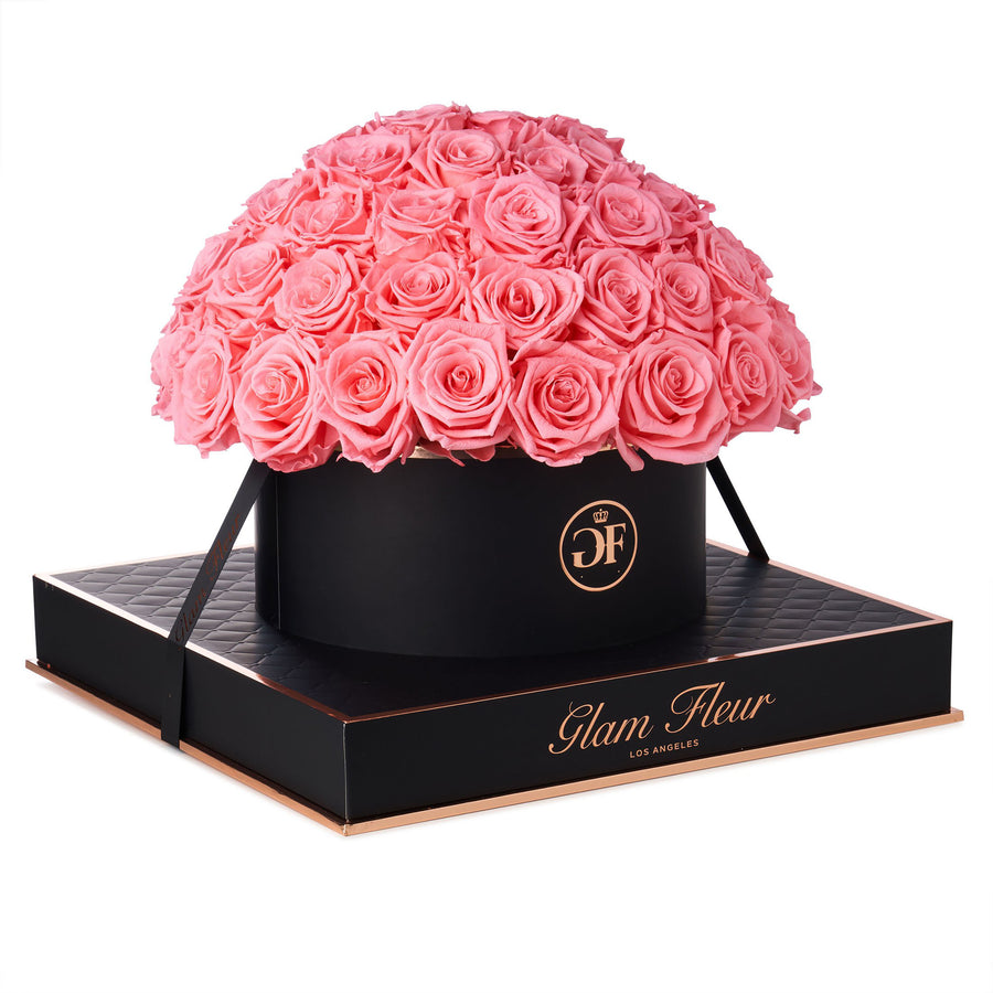 Luxury Light Pink Rose Arrangement in Black Box | Glam Fleur®