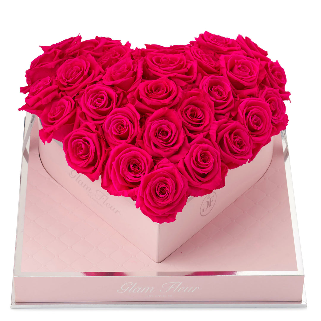 Fuchsia Rosé Heart Preserved Rose Delight - Glam Fleur