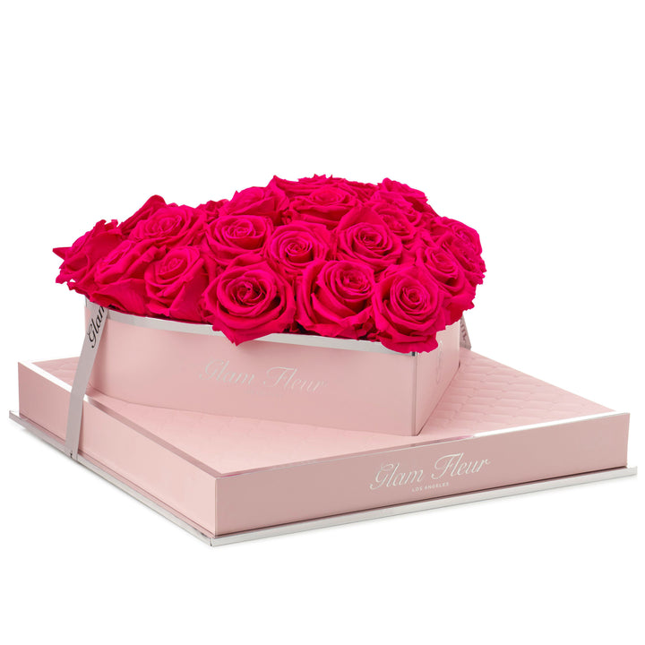 Fuchsia Rosé Heart Preserved Rose Delight - Glam Fleur