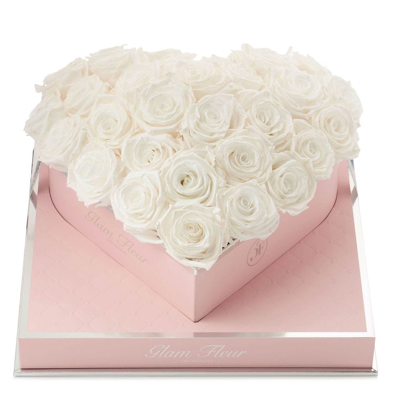 Rosé Heart Glow White Luminous Preserved Rose - Glam Fleur"