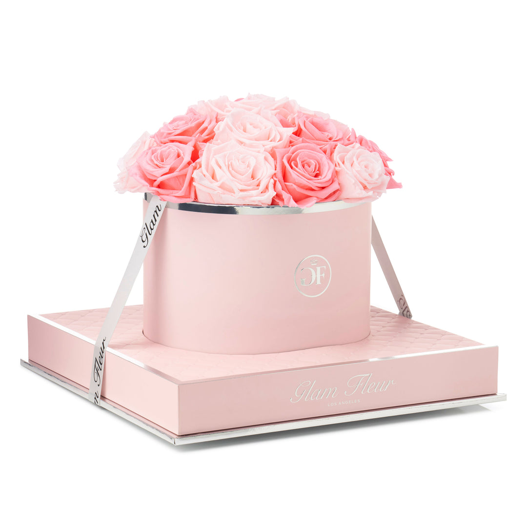 Rosé Round Baby Pink & Light Pink Preserved Rose - Glam Fleur