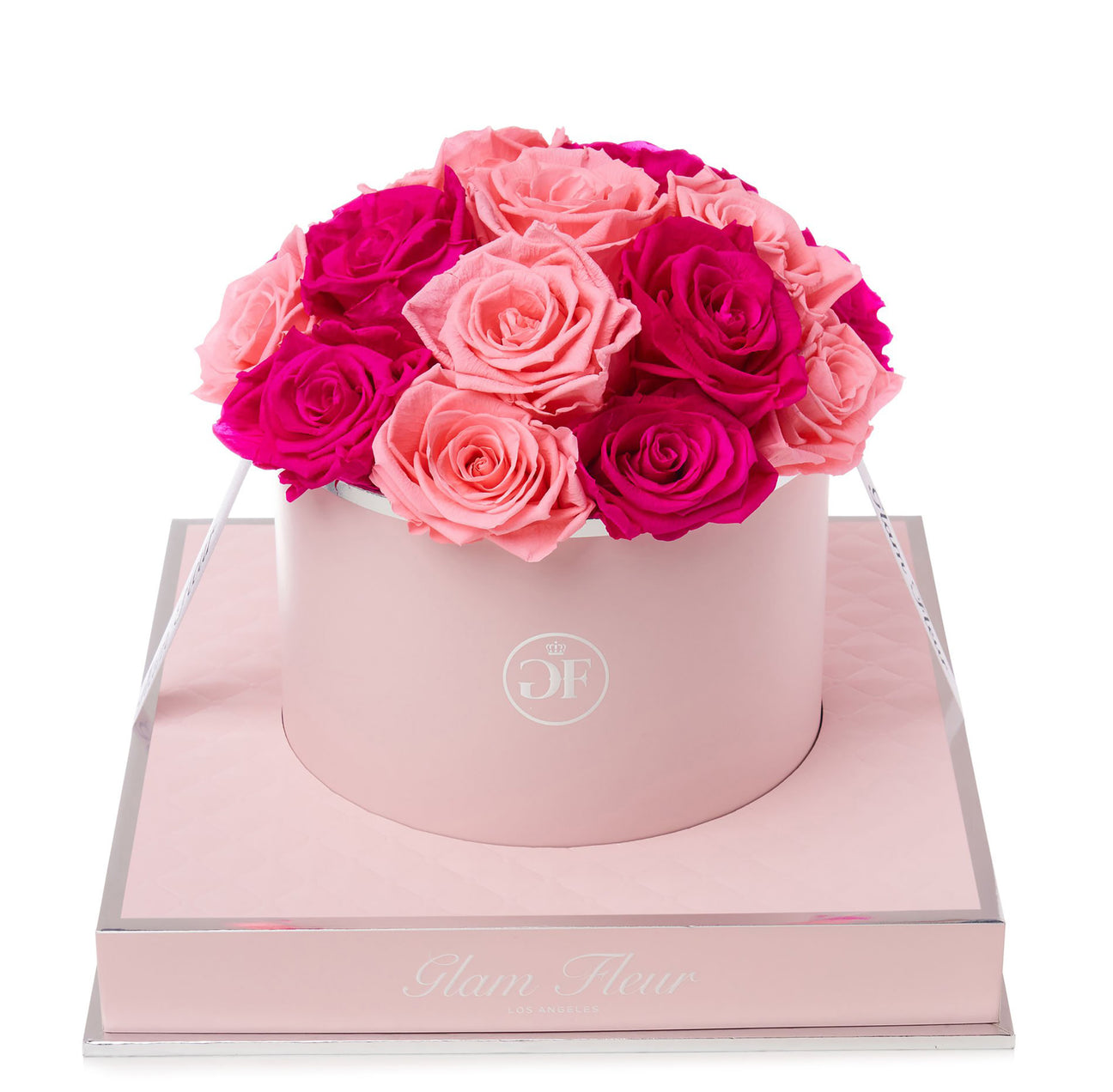Fuchsia and Light Pink Luxury Rose Arrangements | Glam Fleur®