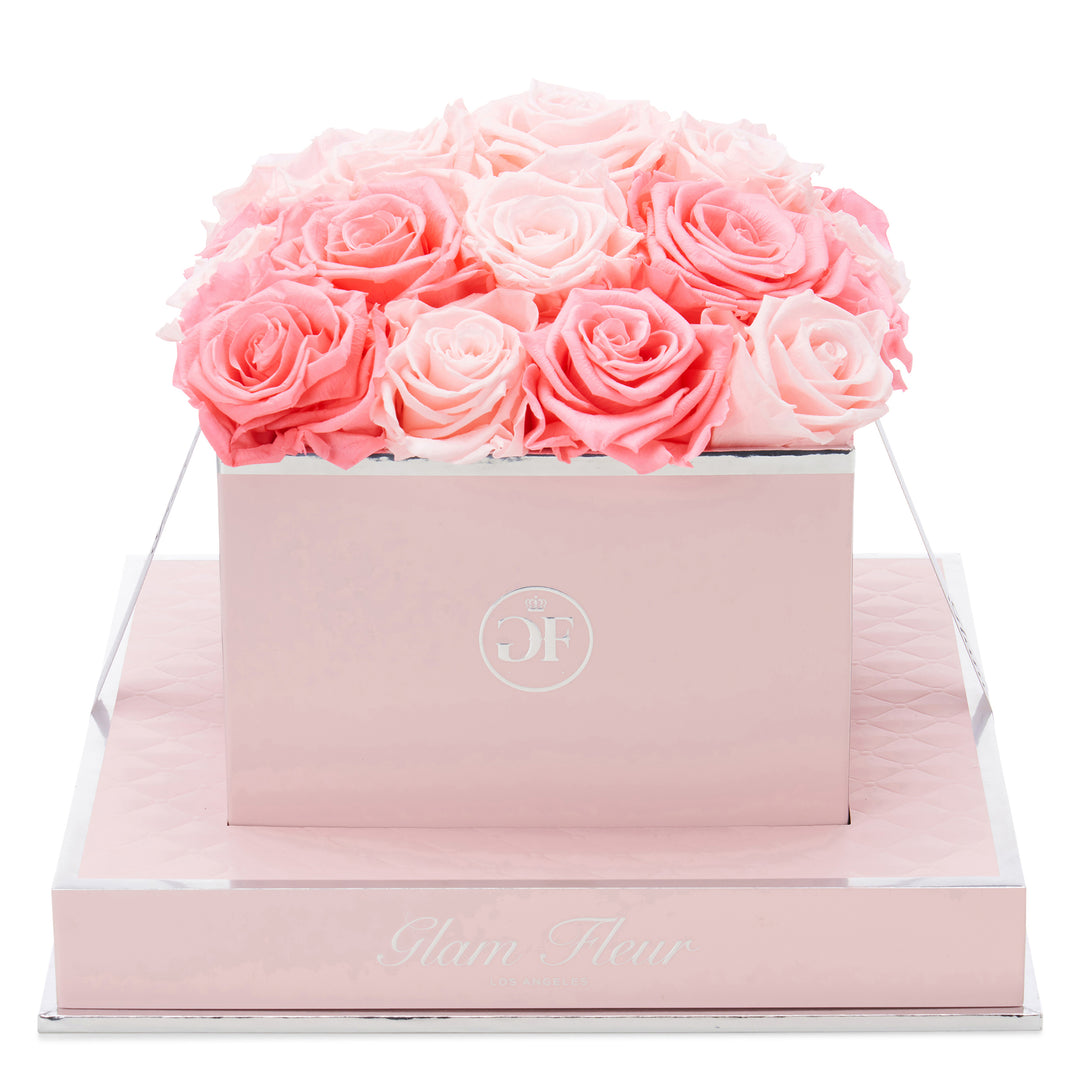 Rosé Square Baby Pink & Light Pink Preserved Rose - Glam Fleur