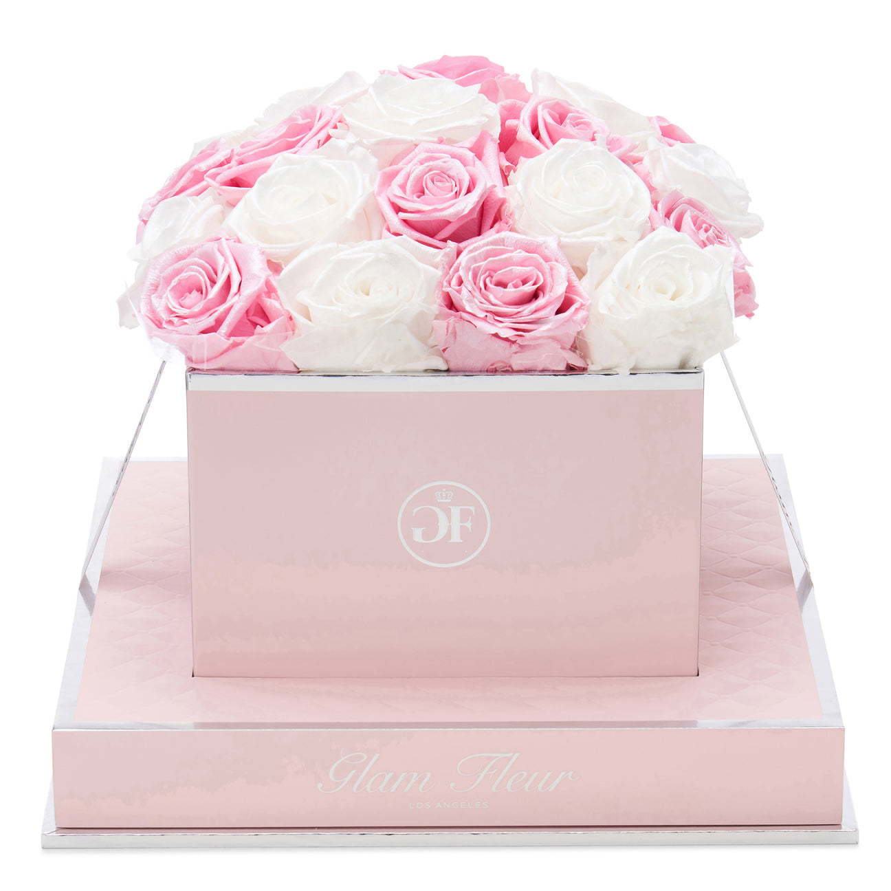 Rosé Square Glow Pink & Glow White Preserved Rose - Glam Fleur
