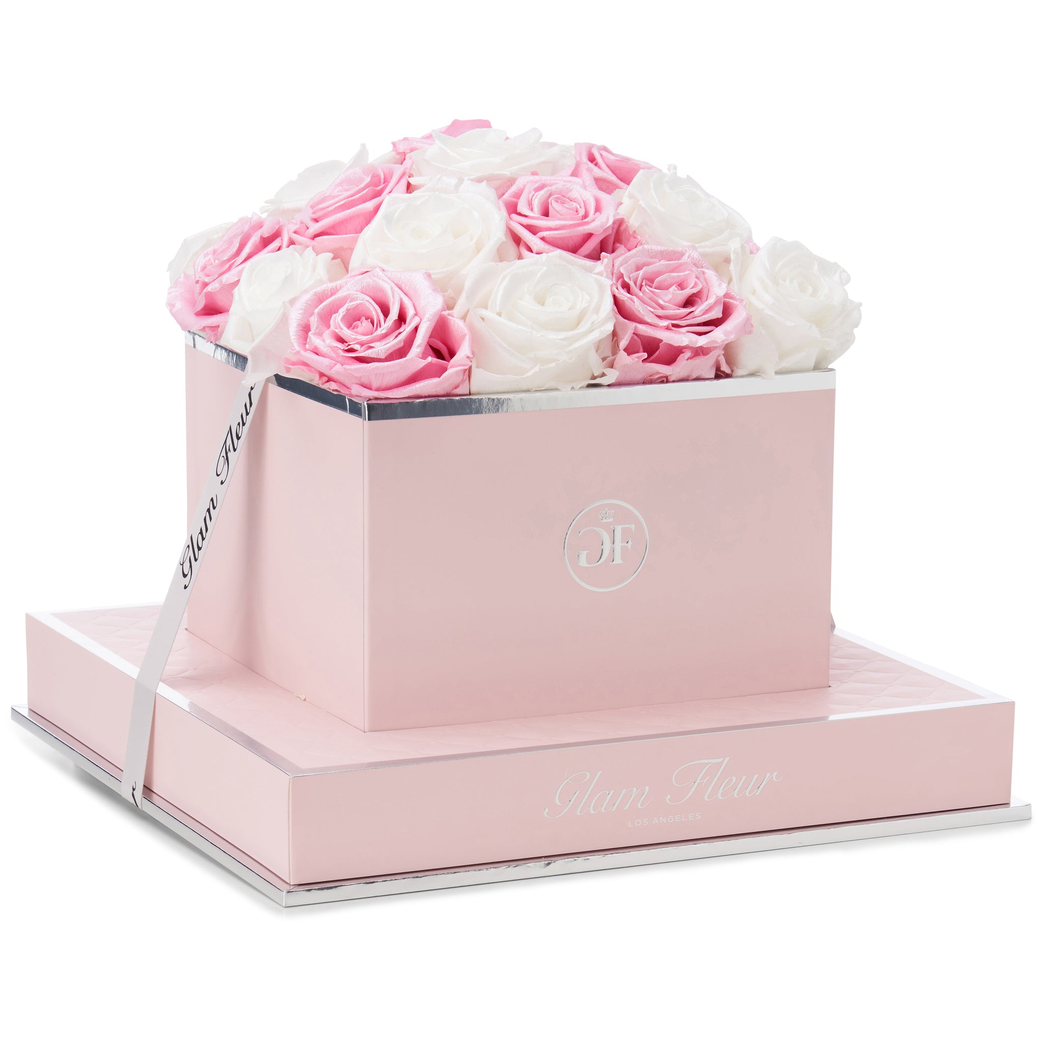 Rosé Square Glow Pink & Glow White Preserved Rose - Glam Fleur