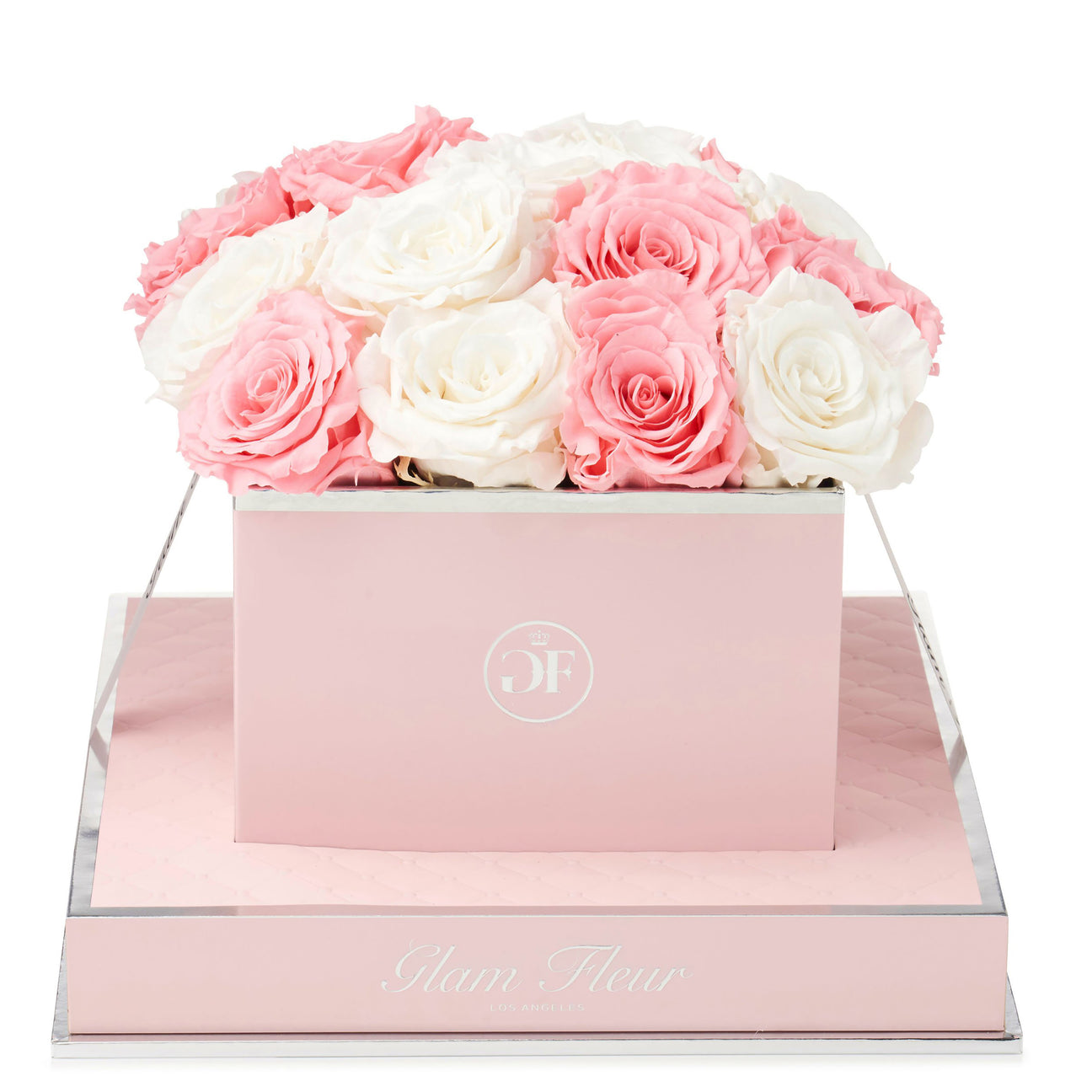 Light Pink and Ivory Long Lasting Rose Arrangement | Glam Fleur®