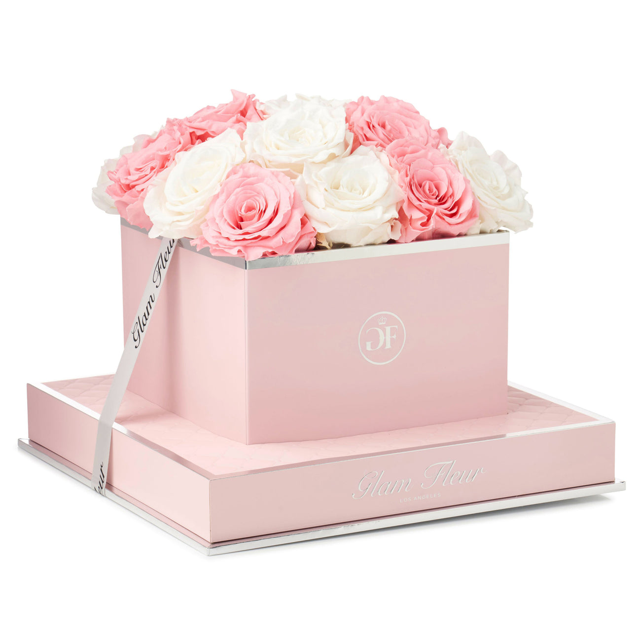 Light Pink and Ivory Long Lasting Rose Arrangement | Glam Fleur®