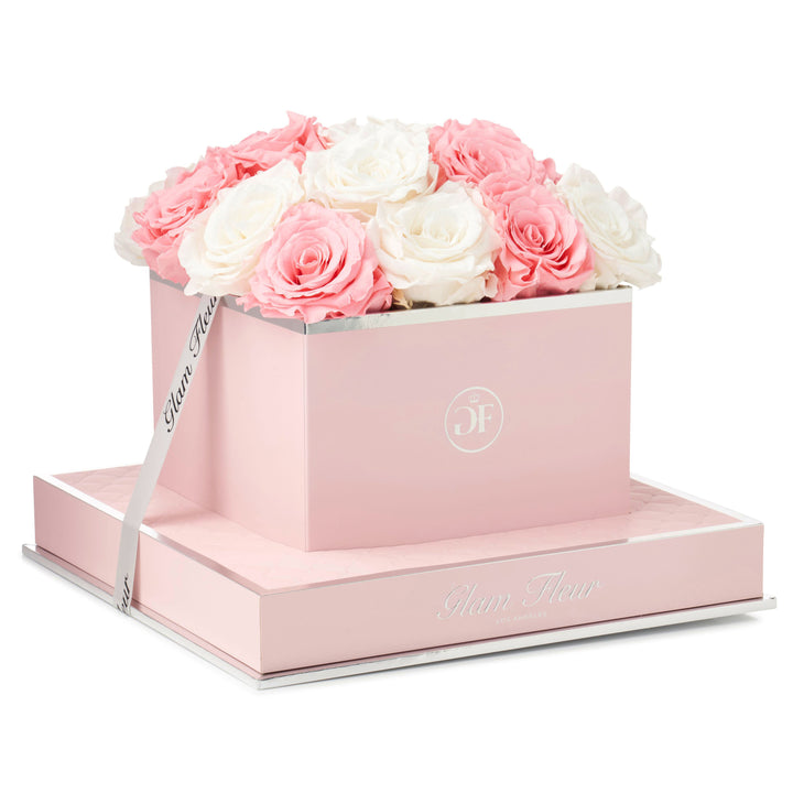 Light Pink and Ivory Long Lasting Rose Arrangement | Glam Fleur®