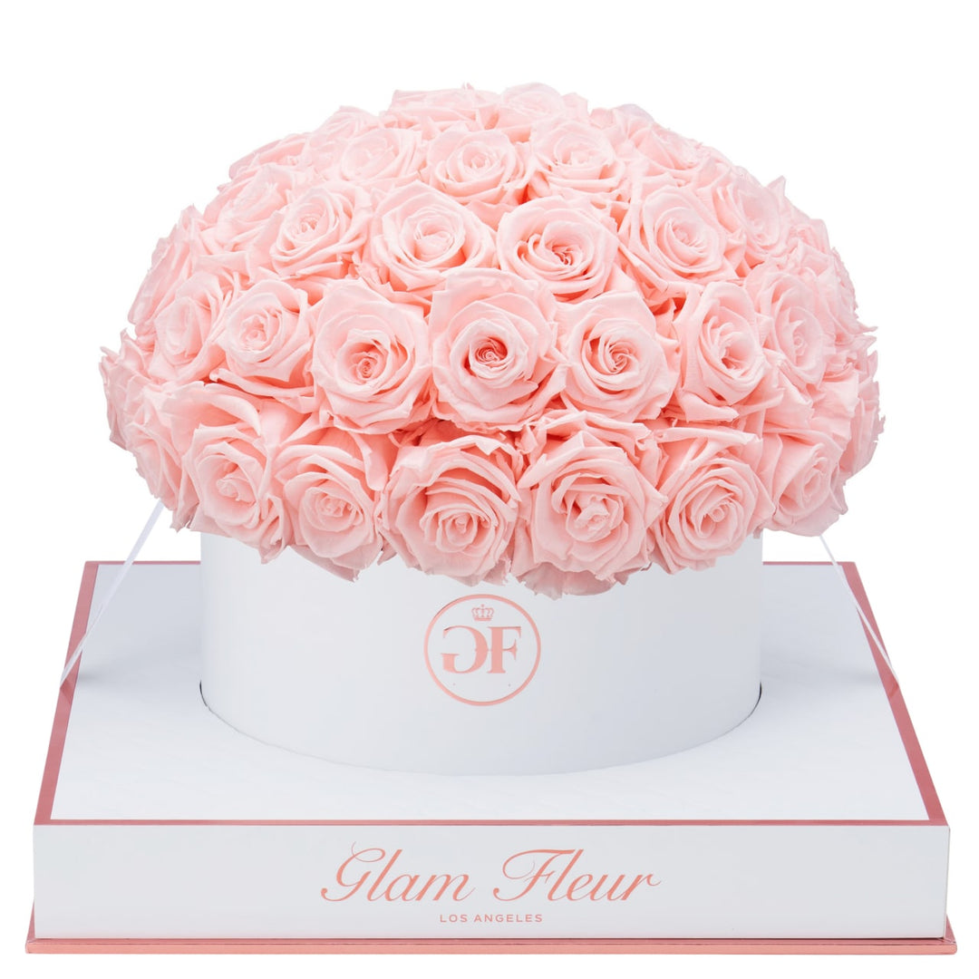Blanche Grande Round Baby Pink Preserved Rose - Glam Fleur