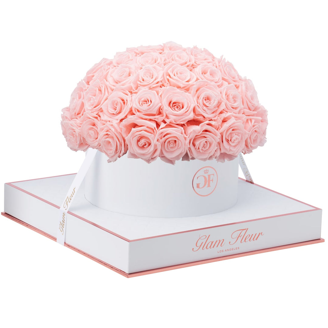 Blanche Grande Round Baby Pink Preserved Rose - Glam Fleur